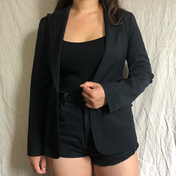 Sisley | Jackets & Coats | Sisley Black Suit Blazer With Blue ...
